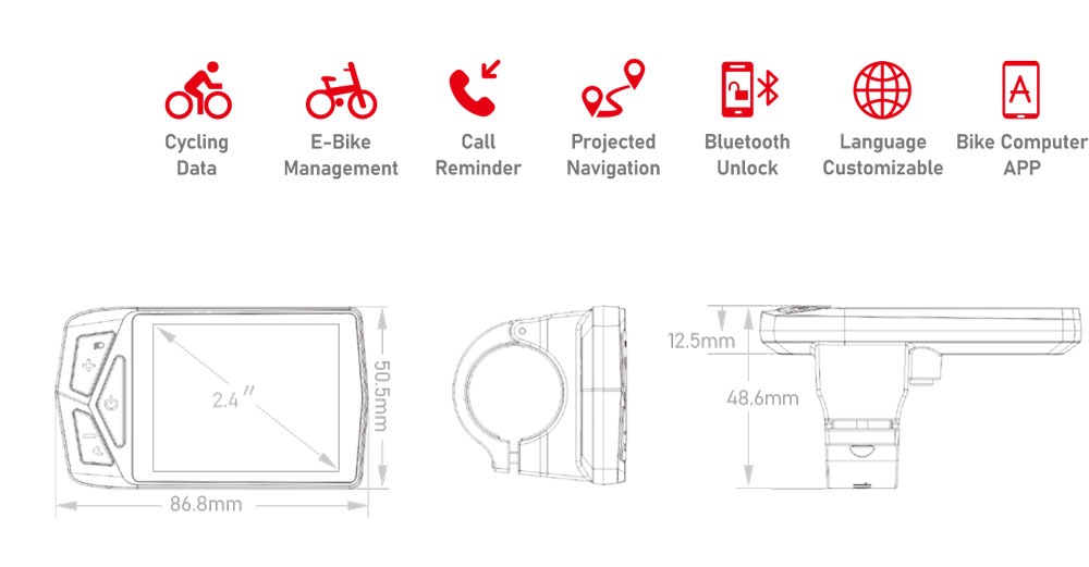 2.4inch mini size IPS screen ebike display - OUHEPOWER